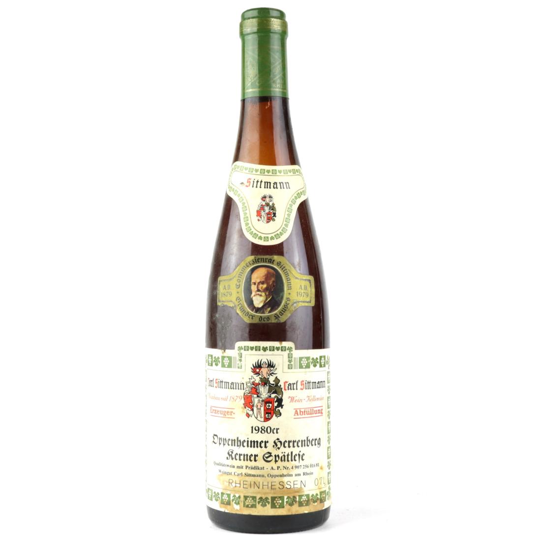 C.Sittmann Oppenheimer Herrenberg Kerner Spatlese 1980 Rheinhessen Wine ...