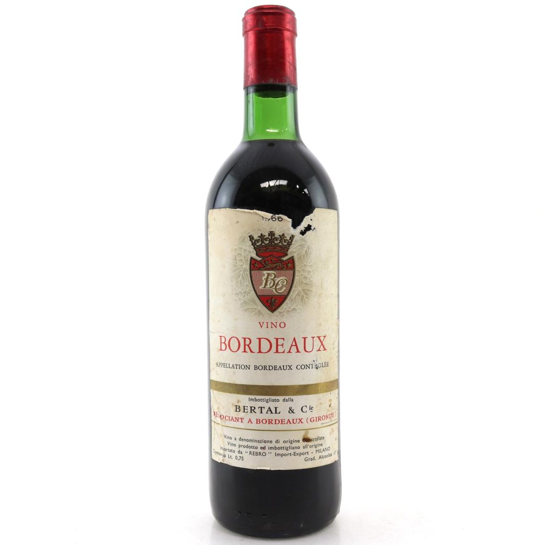 Bertal 1966 Bordeaux Wine | Wine Auctioneer
